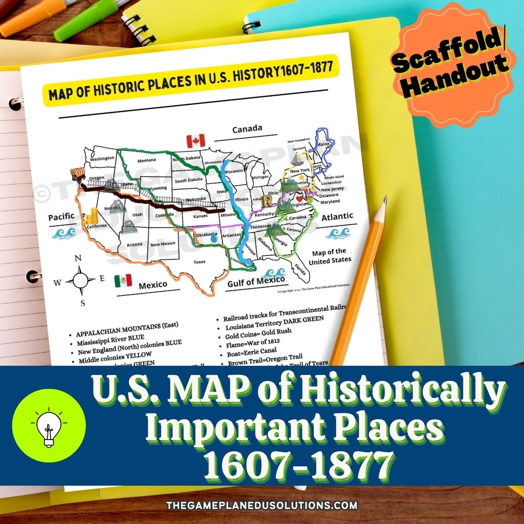 United States Map of Historically Important Places (1607-1877) – The ...