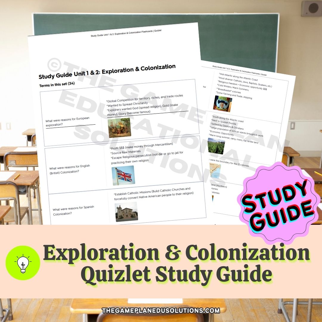 Study Guide: Exploration & Colonization – The Game Plan Educational ...