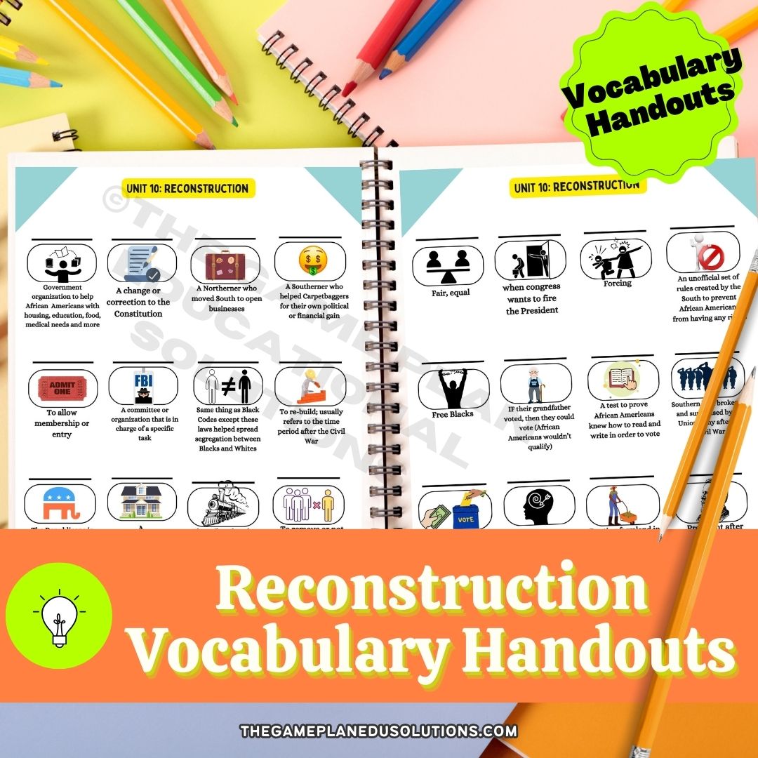 Reconstruction Vocabulary Handouts – The Game Plan Educational Solutions